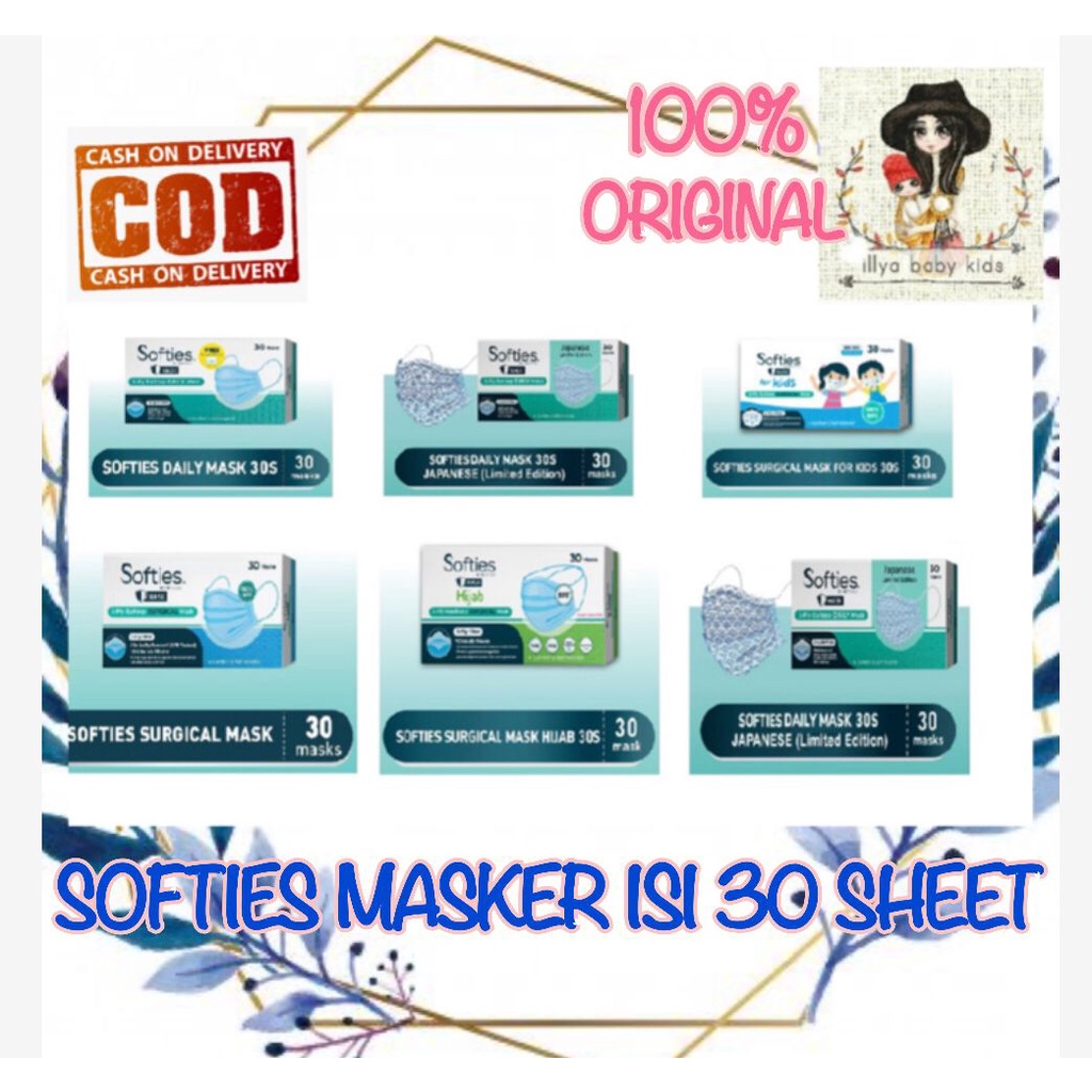 Jual Masker Softies Isi 30 Sheets Daily Mask Earloop Hijab Anak Kids ...