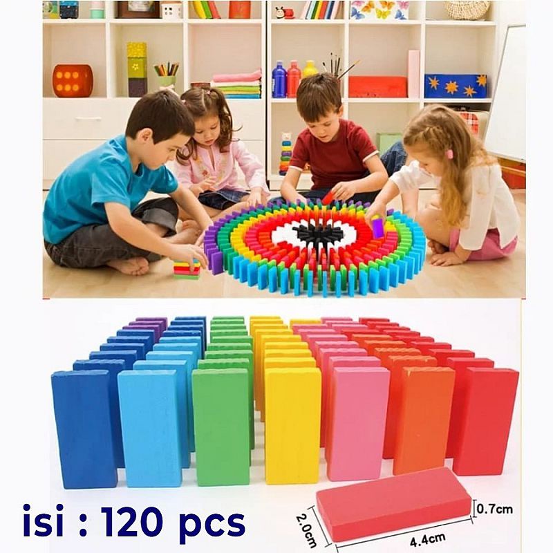 Jual Pcdshop Balok Domino 120 Pcs Mainan Susun Puzzle Edukasi Anak Wood ...