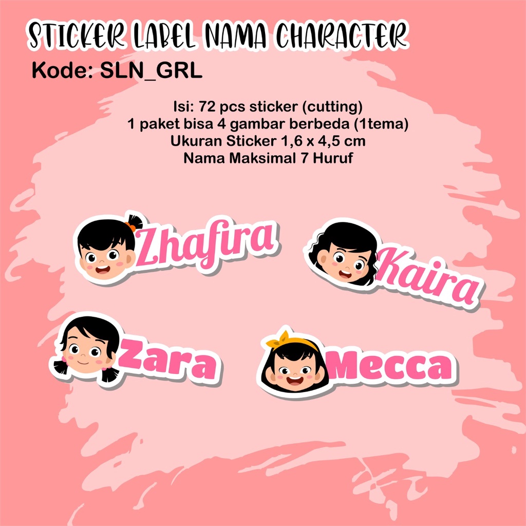 Jual Stiker Nama / Sticker Label Nama Desain Karakter Anak isi 72pcs ...