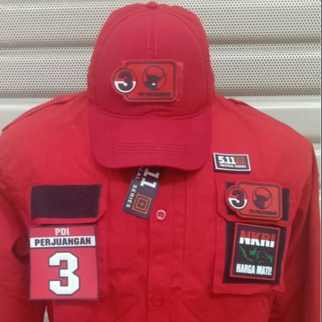 Jual KEMEJA RIPSTOK PDIP LENGAN PANJANG DAN TOPI | Shopee Indonesia
