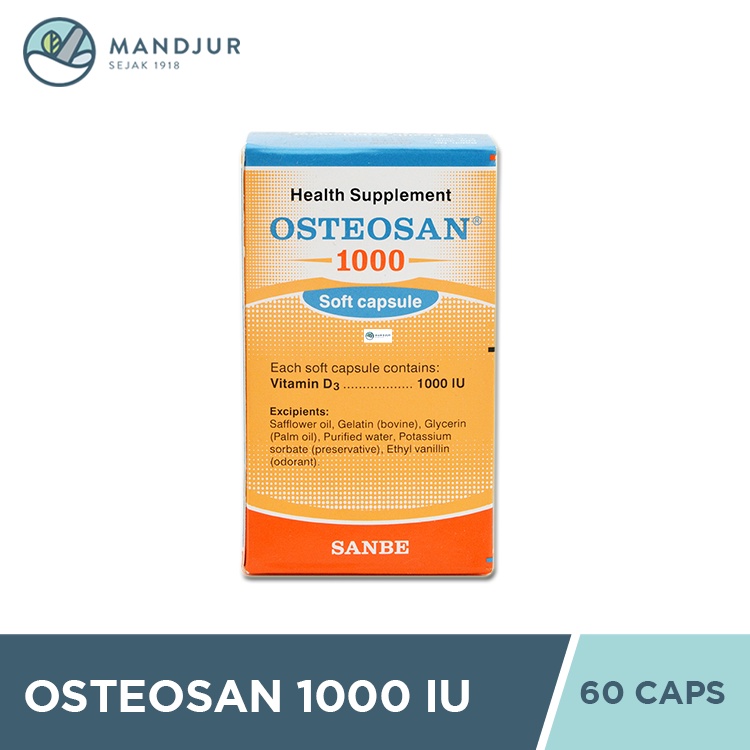 Jual Osteosan 1000 IU 60 Kapsul - Suplemen Vitamin D3, Kesehatan Tulang ...