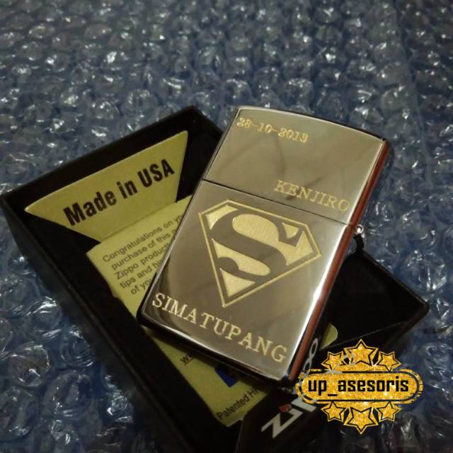 Jual Korek api Custom ukir Grafir Logo Superman silver | Shopee Indonesia