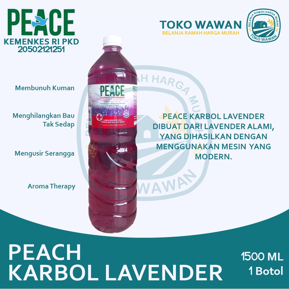 Jual Peace Karbol Lavender 1.5 Liter Botol 1500 ML / Cairan Pembersih ...