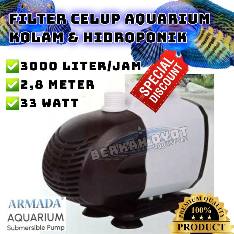 Jual MESIN POMPA FILTER AQUARIUM KOLAM & HIDROPONIK 3000 LITER/JAM ...