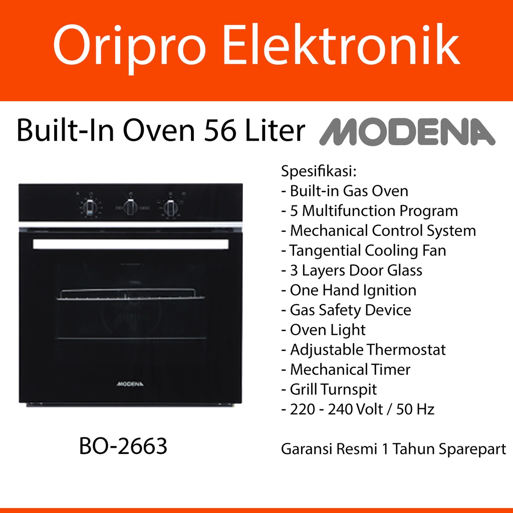 Jual Built In Gas Oven 56 Liter Modena BO-2663 | Shopee Indonesia