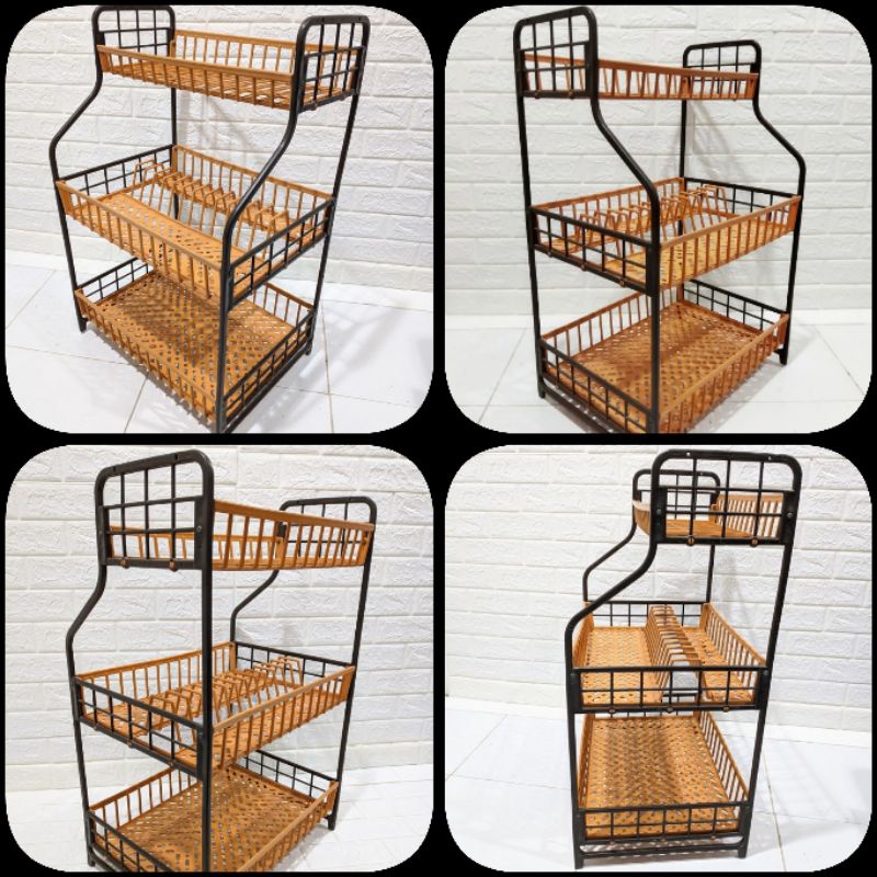 Jual RAK PIRING PLASTIK SUSUN 3 rak dapur plastik rak mangkok rak gelas ...