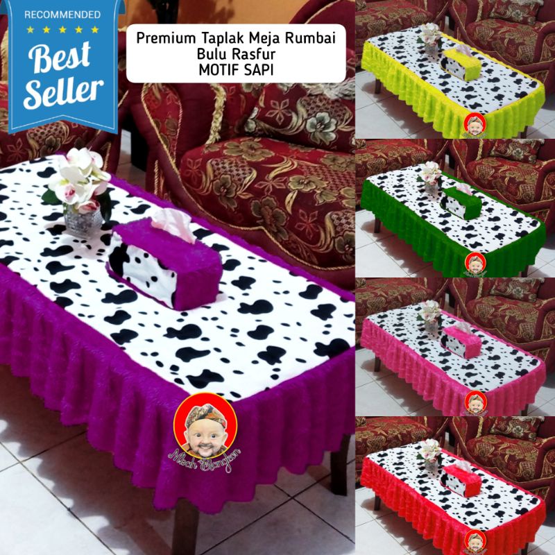 Jual Free Tempat Tissu !!! Premium Taplak Rumbai Bulu Rasfur Motif Sapi ...