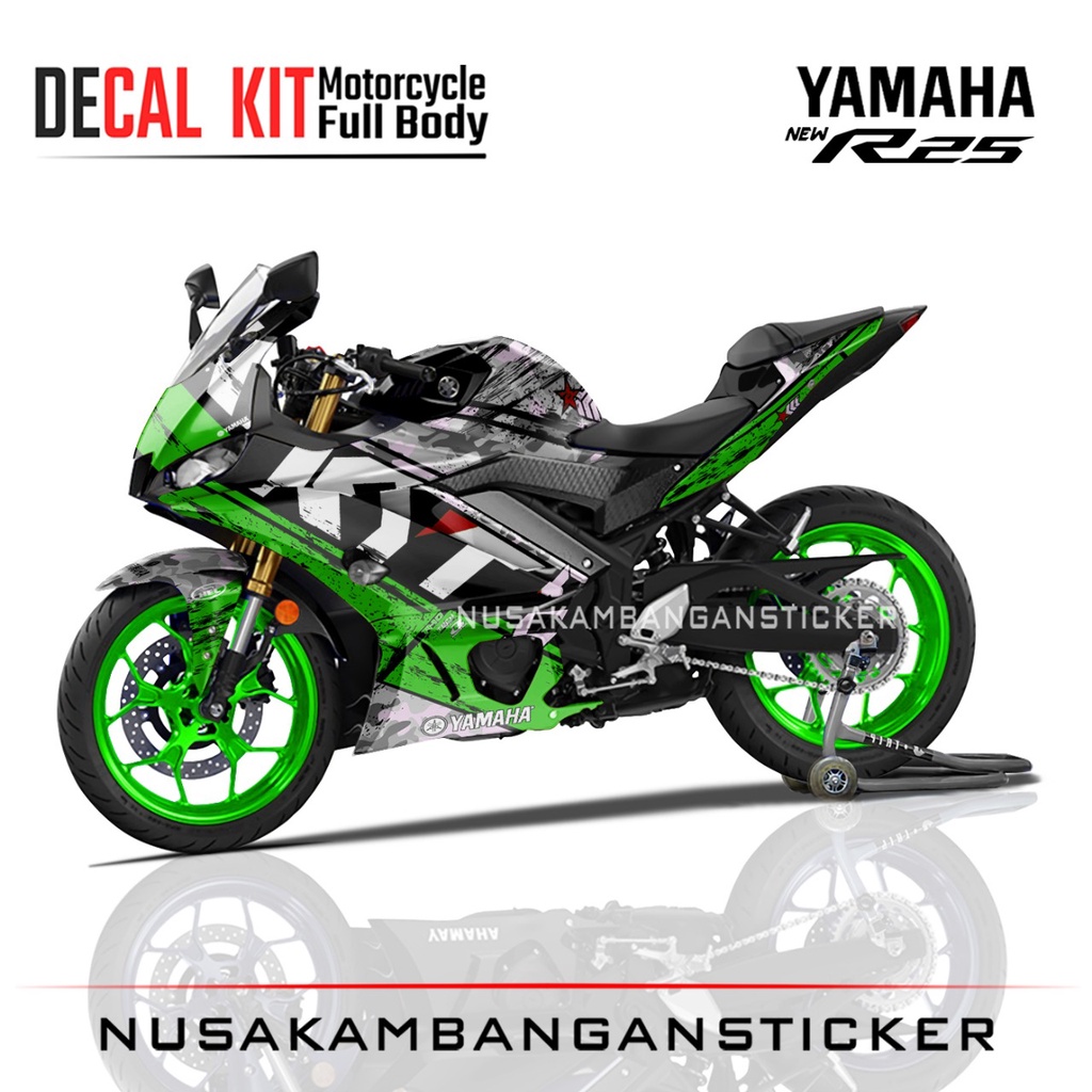 Jual Stiker Decal Motor Yamaha R25 New Full Body Hijau KYT Grafis ...