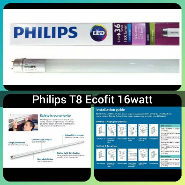 Jual Lampu TL Neon Philips LED Tube Ecofit T8 16watt 16 watt 16w - 1200mm 120cm | Shopee Indonesia