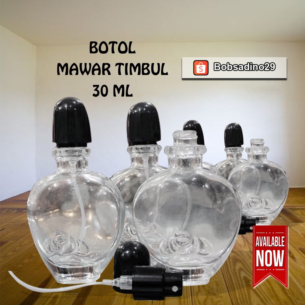 Jual Botol Parfum Mawar Timbul 35ml/Botol bening/Unik | Shopee Indonesia