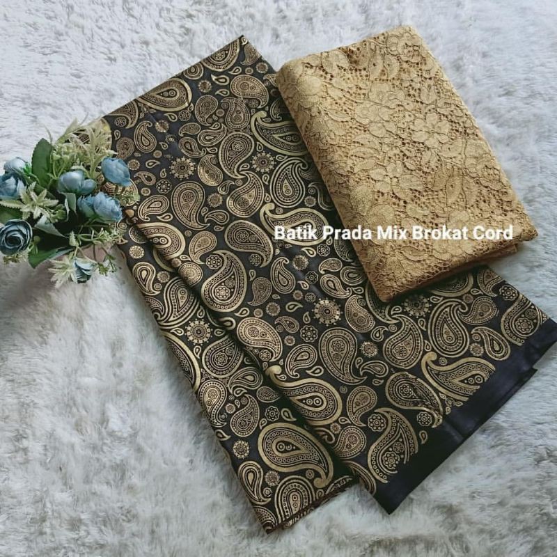 Jual KAIN BATIK FULL PRADA KEONG GOLD SET BURKAT | Shopee Indonesia