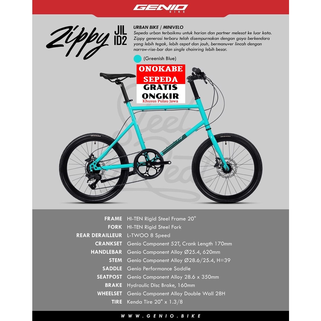 Jual SEPEDA MINIVELO 20 GENIO ZIPPY J2 JILID2 STEEL FRAME | Shopee ...
