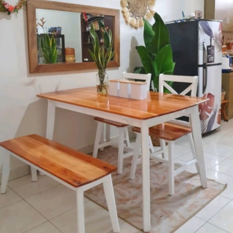 Jual MEJA MAKAN MINIMALIS 4 KURSI BAHAN KAYU JATI ASLI MODEL KURSI CAFE RESTORAN DAN RUMAH ...