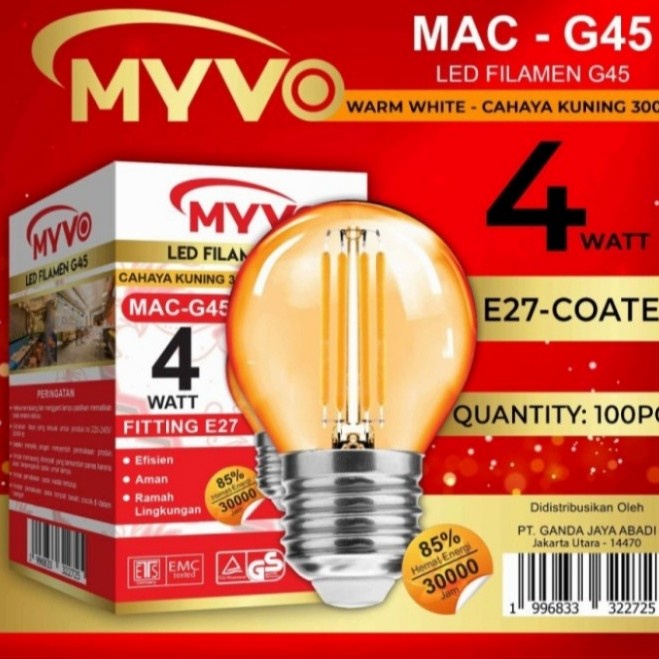 Jual Lampu Led classic MYVO 4 Watt pijar bulb Filamen warm white bohlam | Shopee Indonesia