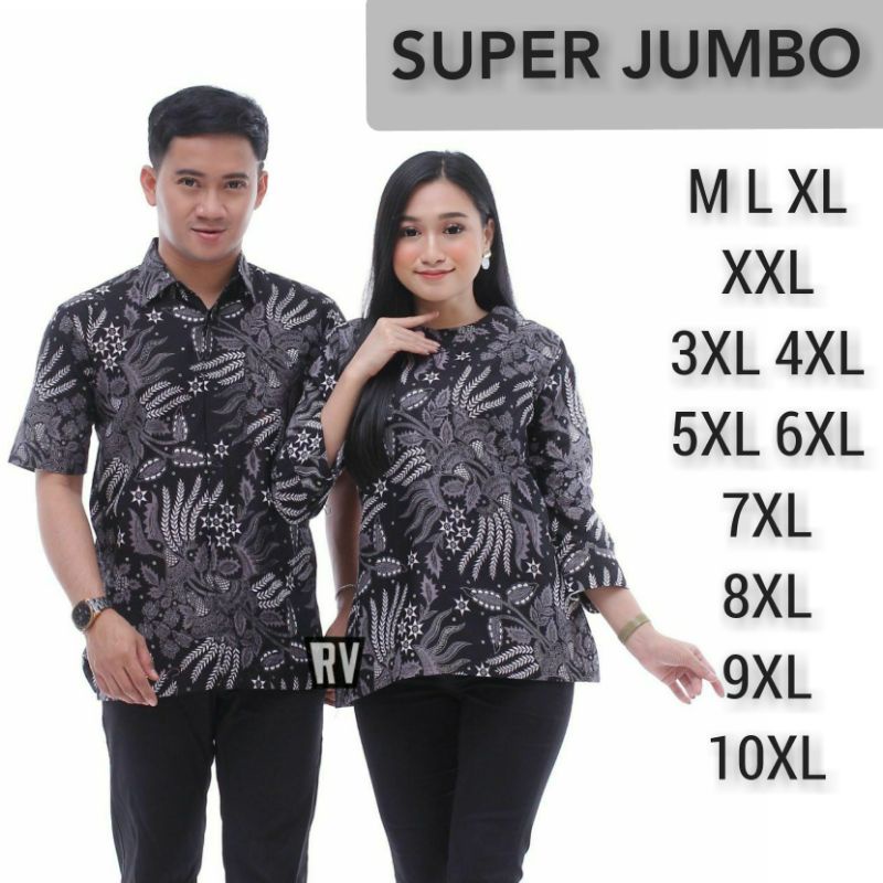 Jual CJA12 Atasan couple batik pria wanita SUPER JUMBO BIG SIZE MANGGAR ABU| M-10XL | katun ...