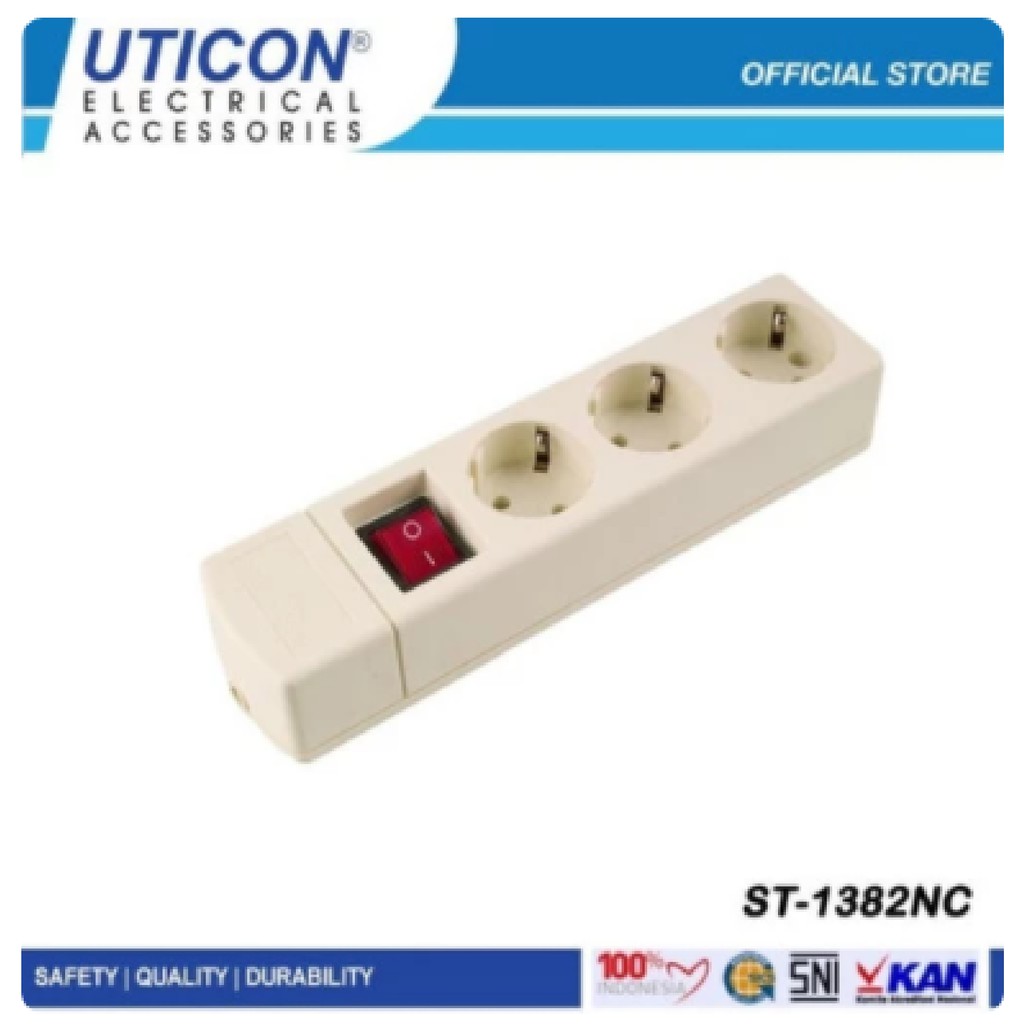 Jual UTICON STOP KONTAK 3 LUBANG + SAKLAR LAMPU ST-1382NC | Shopee ...
