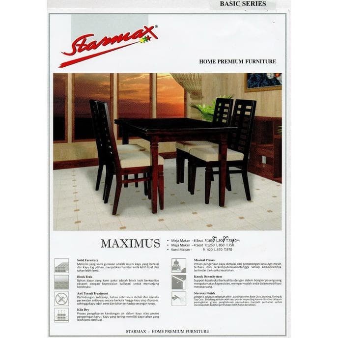 Jual MEJA MAKAN STARMAX TYPE MAXIMUS + 4 KURSI / 8 KURSI | Shopee Indonesia