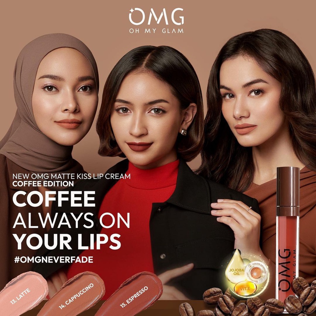 Jual OMG Oh My Glam Matte Kiss Lip Cream / Mattelast Lip Cream New Shade Upgrade / OMG Coffee ...