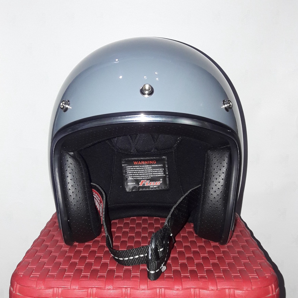 Jual Helm Bogo MODERN GREY Caferacer Cafe Racer Fino List Chrome Krum ...