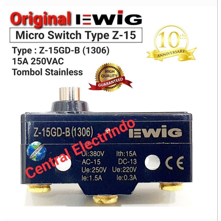 Jual Limit Switch/Micro Switch Z-15GD-B 15A 250VAC 1NO 1NC EWIG. | Shopee Indonesia