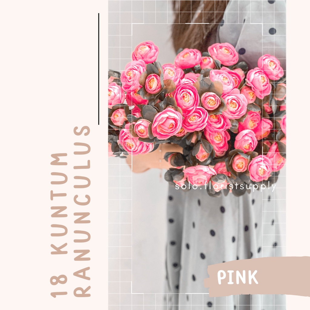 Jual 18 KUNTUM RANUNCULUS MIX COLOR mawar bulat rose artificial flower ...