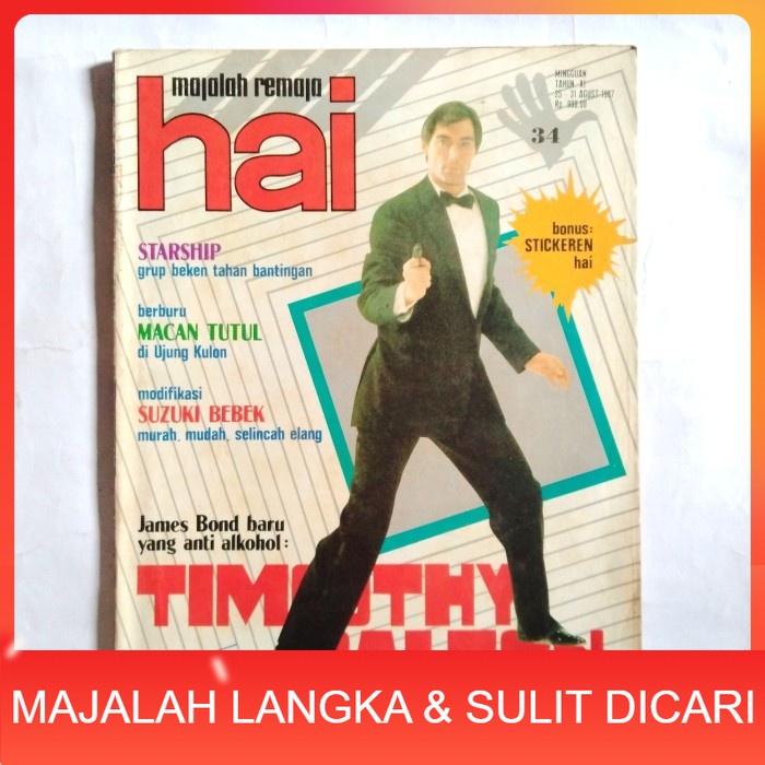 Jual Majalah HAI No.34 Agu 1987 Cover TIMOTHY DALTON Langka | Shopee ...