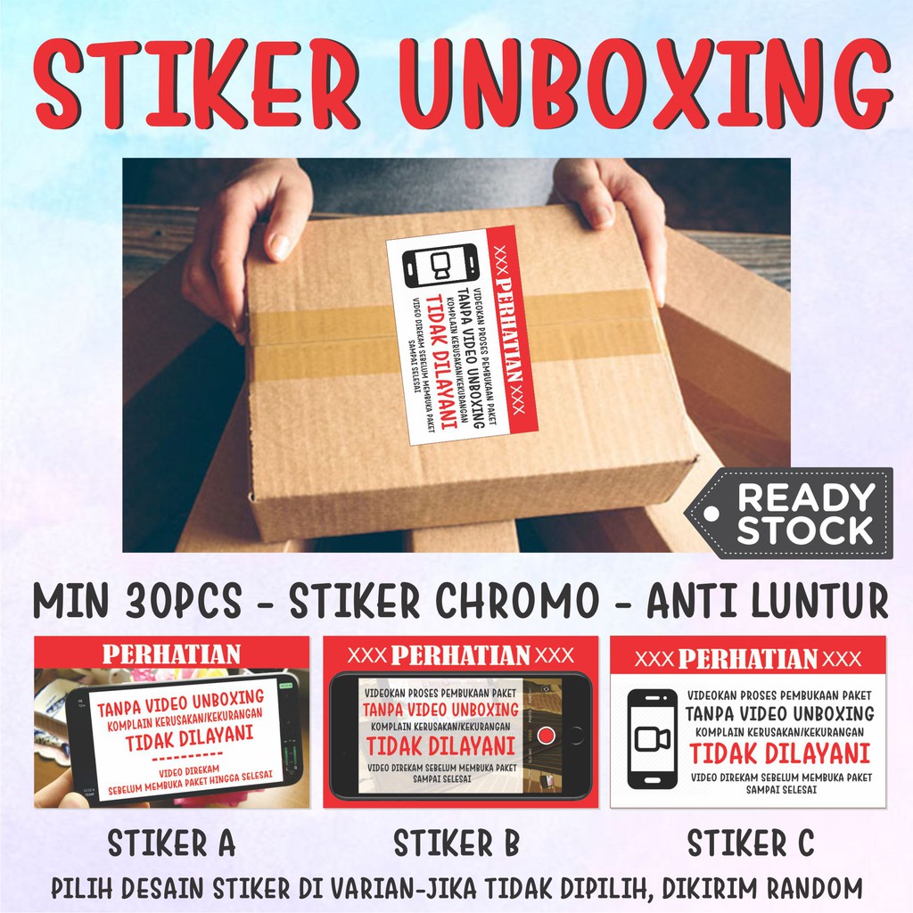 Jual Stiker Label Video Unboxing Paket ukuran - 1 pack isi 30 pcs - 8 x ...