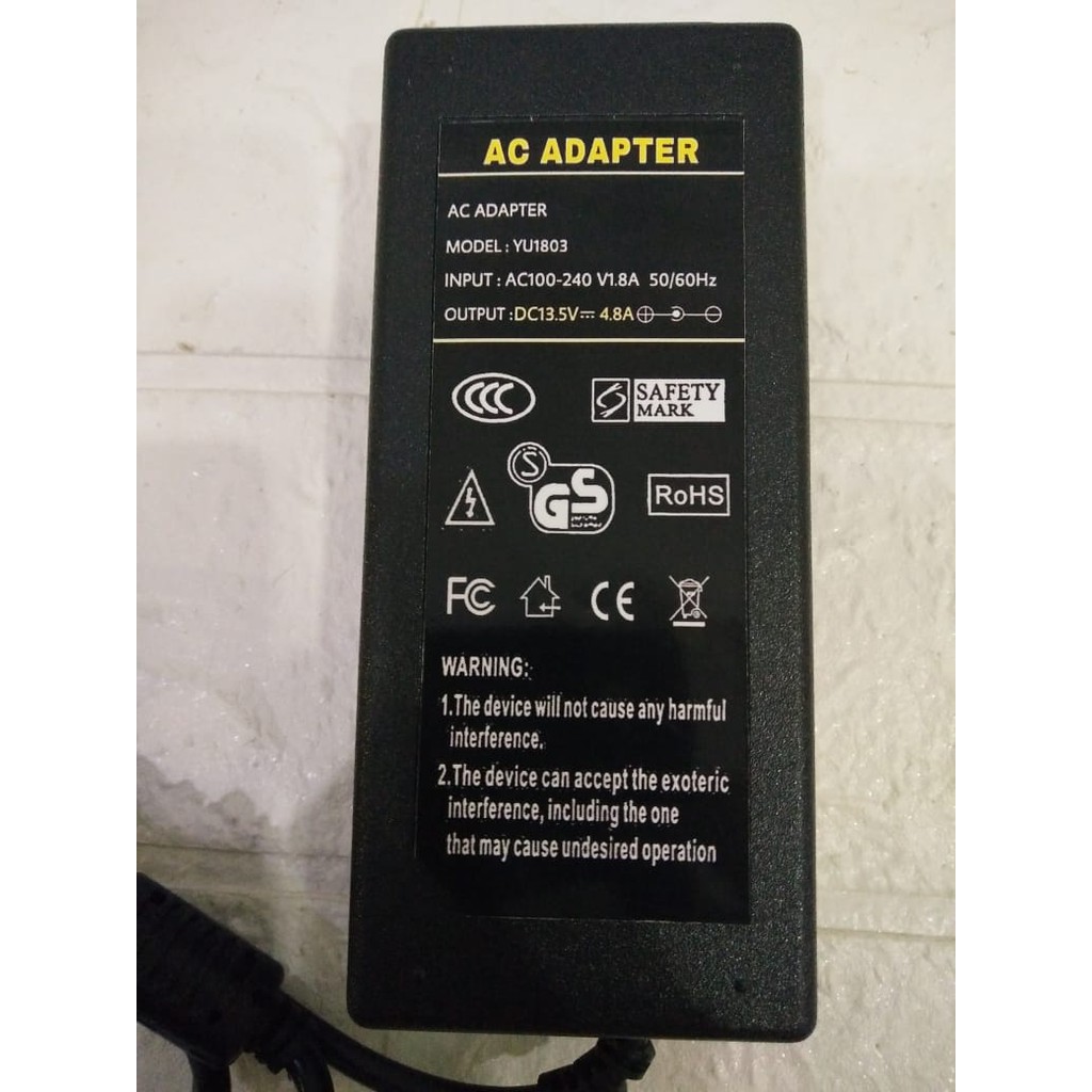 Jual Adaptor Daya AC/DC 13.5V 4.8A 50/60 Hz + Kabel/Kabel Listrik ...