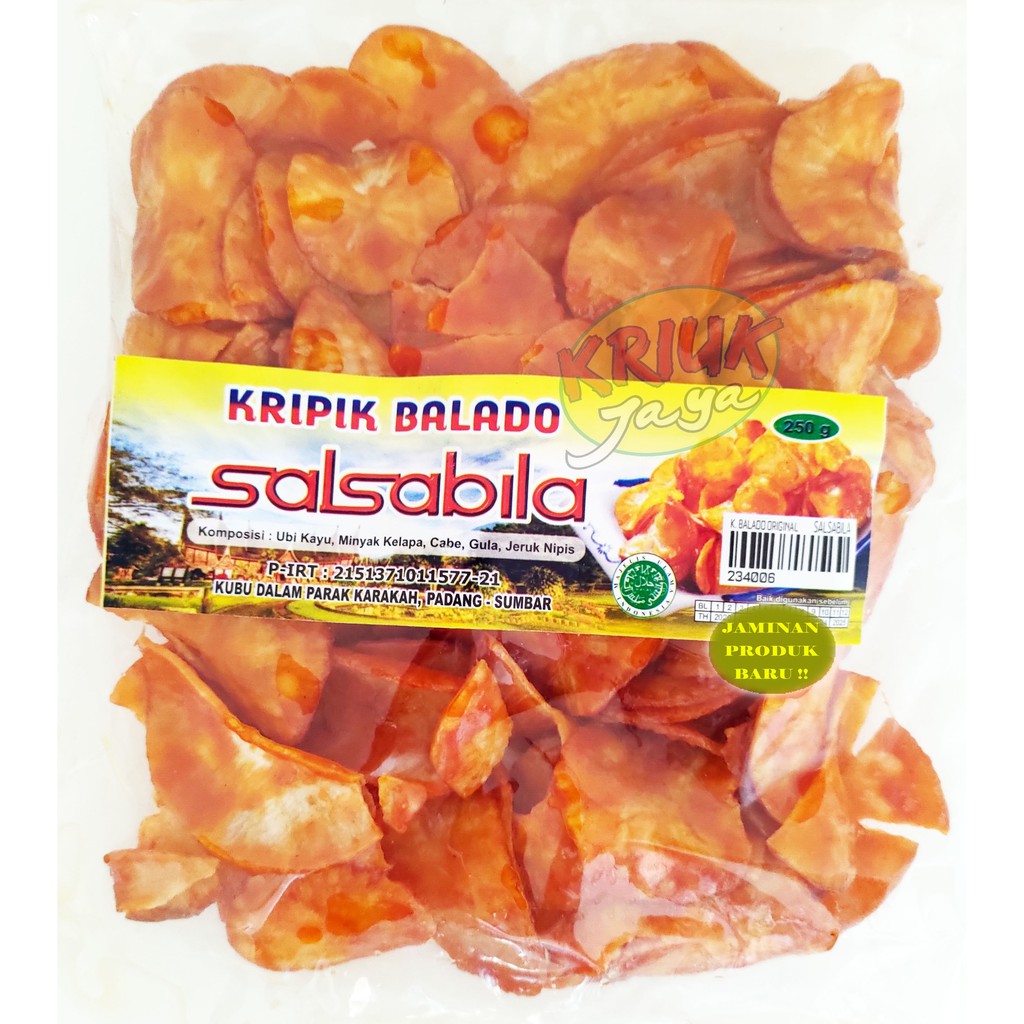 Jual Keripik SINGKONG BALADO Asli PADANG Merk Salsabila 250 Gram ...