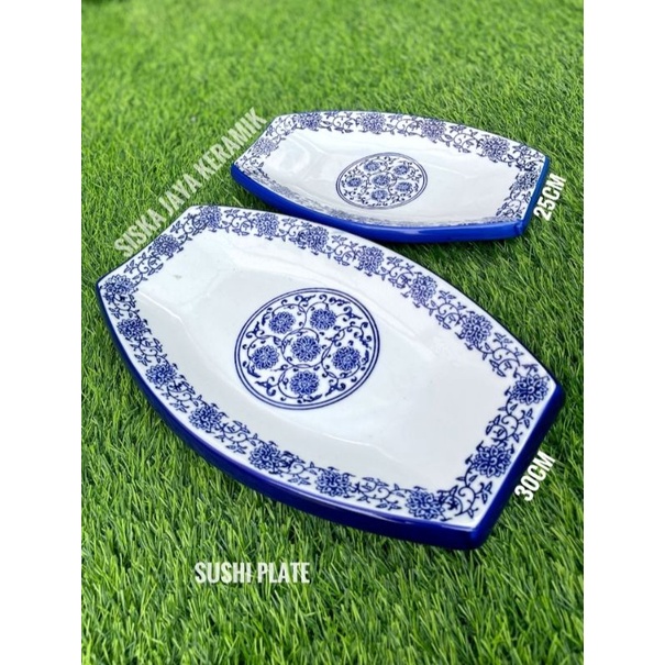Jual piring persegi biru putih piring keramik import | Shopee Indonesia