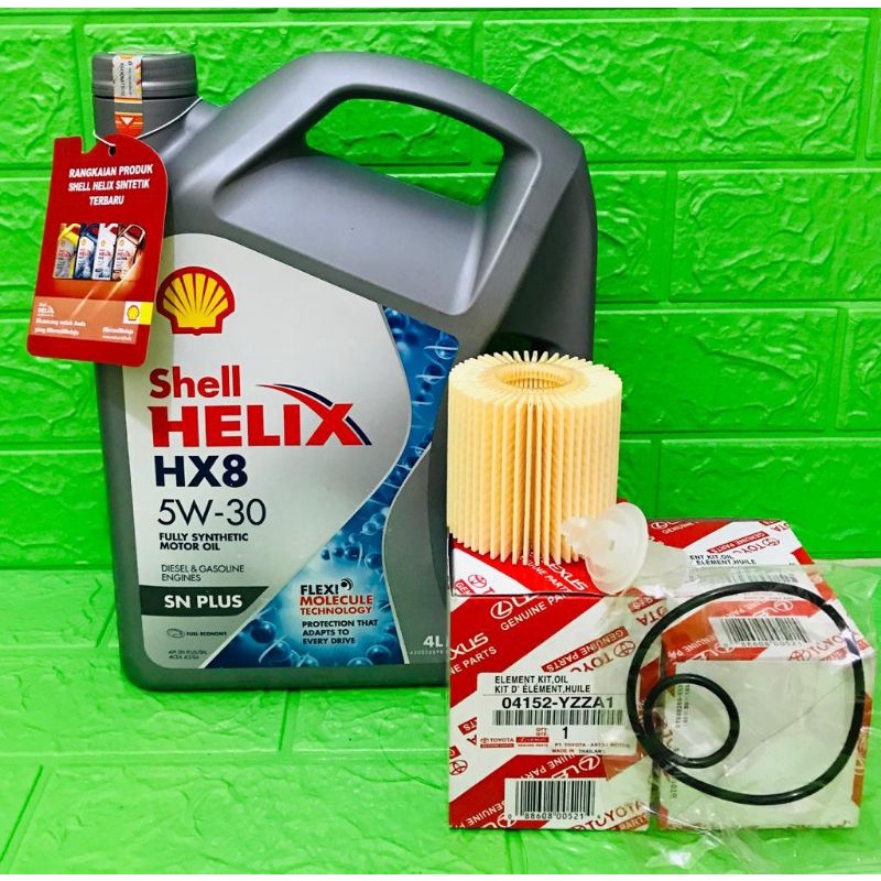 Jual Oli Shell helix HX8 5W-30 4L paket filter oli New Alphard vellfire ...