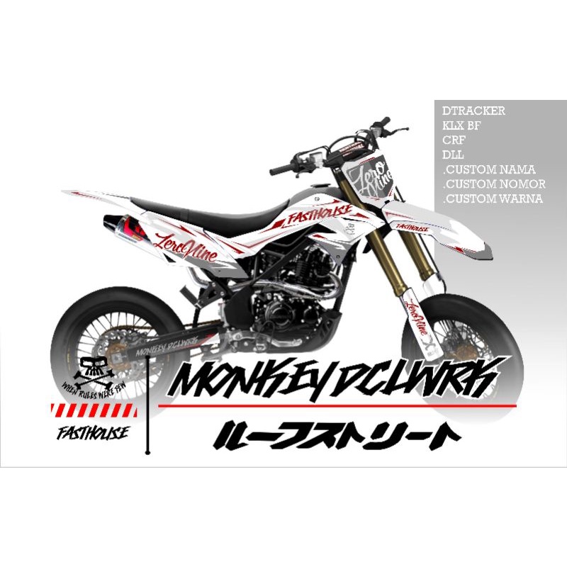 Jual DEKAL STICKER DECAL KLX D-TRACKER SUPERMOTO PUTIH SIMPLE CUSTOM ...