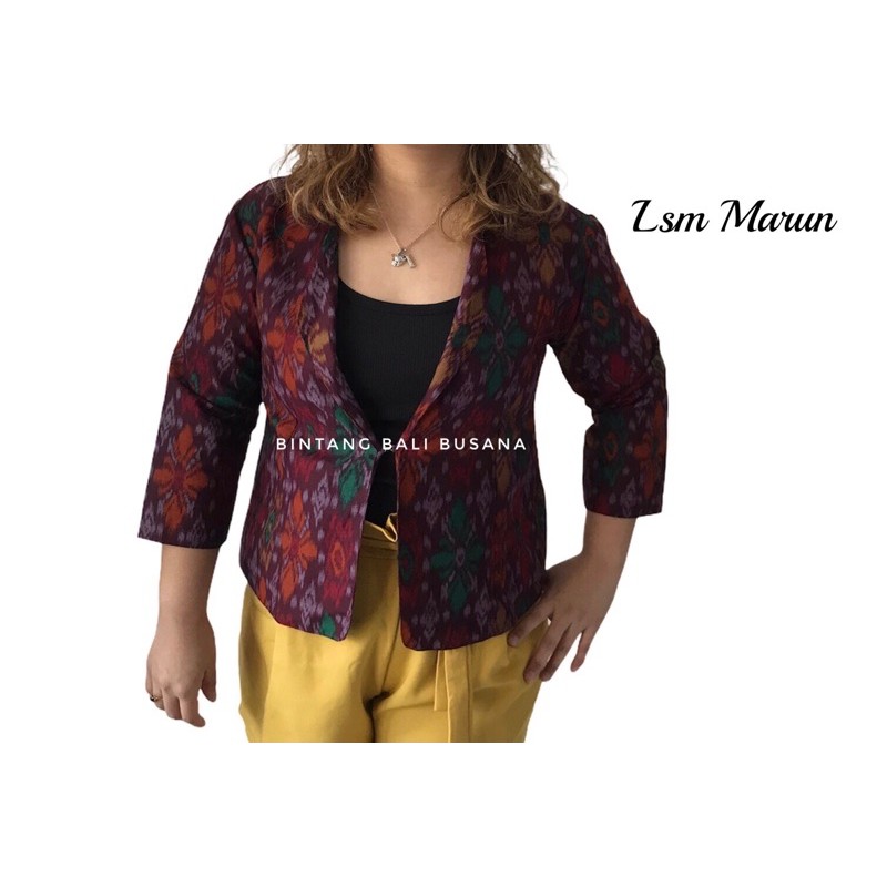 Jual Blazer Wanita Bolero Cewek Endek Bali Katun | Shopee Indonesia
