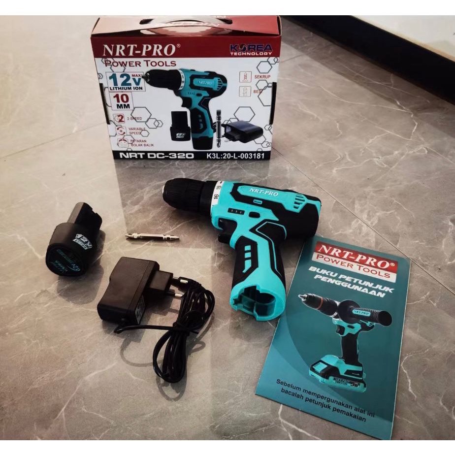 Jual NRT-Pro DC 320 12v Cordless Drill Screwdriver - Bor 1 Baterai ...