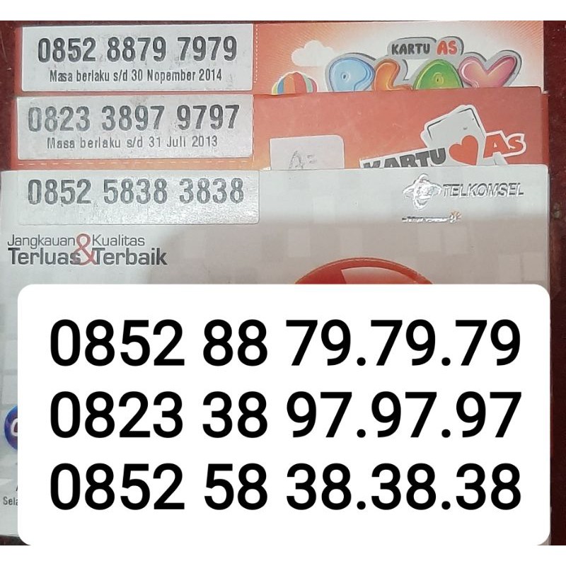 Jual KARTU AS TELKOMSEL CANTIK TRIPLE AB. 797979.979797.383838 | Shopee ...