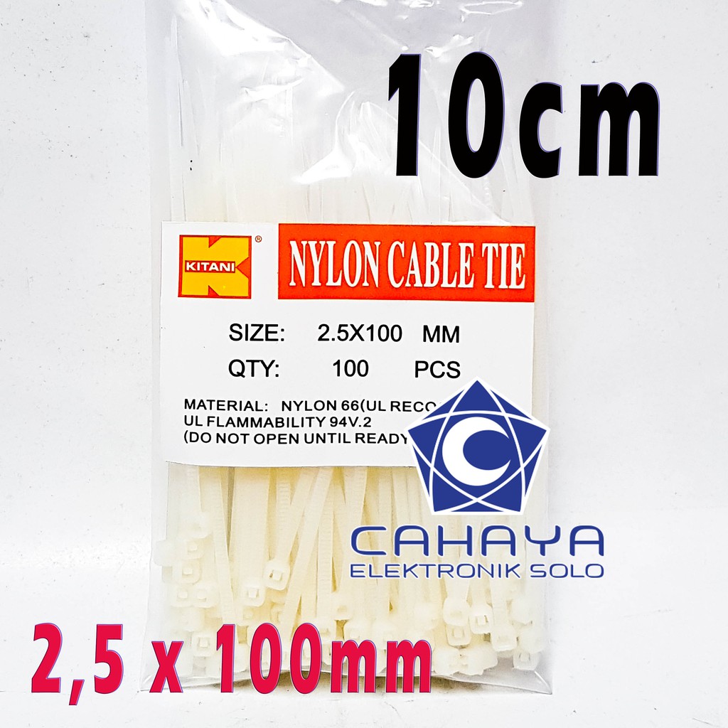Jual Tali Kabel PUTIH 10cm Kabeltis 2,5 x 100mm Cable Tie Plastik ...