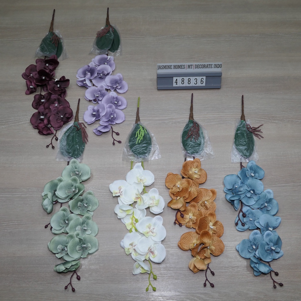 Jual Bunga Anggrek Bulan Kain 10Kuntum 2Cabang 2Daun 48836 | Shopee ...