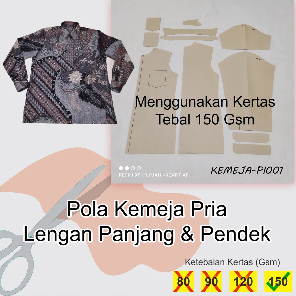 Jual Pola Instan Pola Kemeja Pria Dewasa Lengan Panjang Bonus Lengan Pendek | Shopee Indonesia