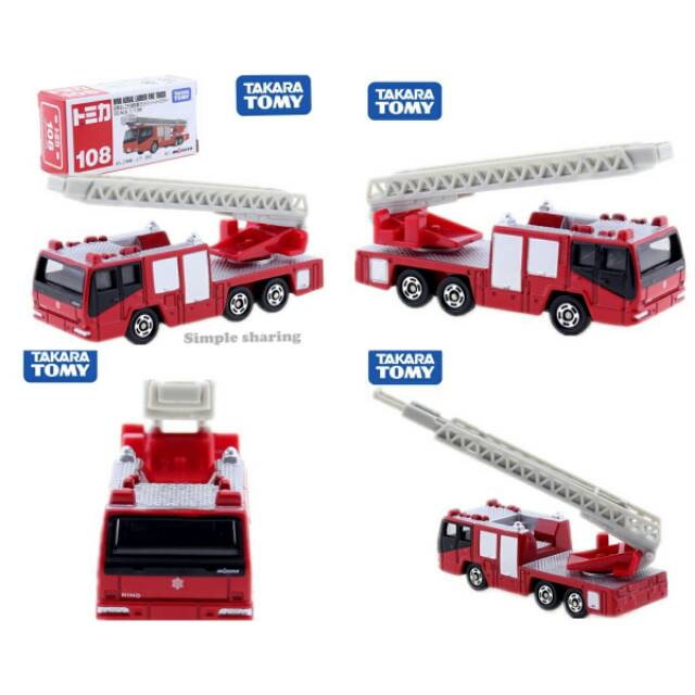Jual tomica 108 hino aerial ladder fire truck miniatur takara tomy ...