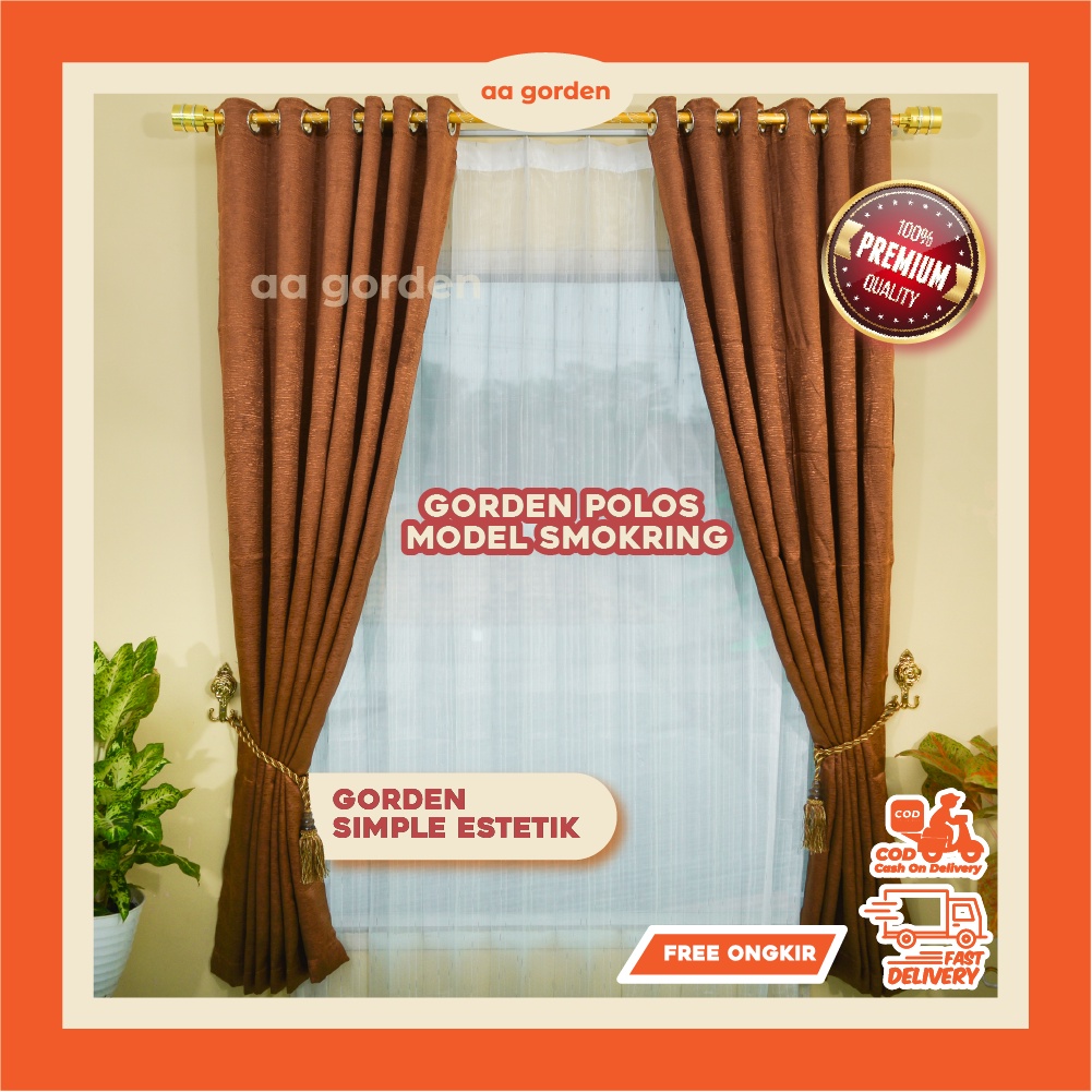 Jual Hordeng Tirai Gorden Jendela Dan Pintu Polos Model Smokring ...