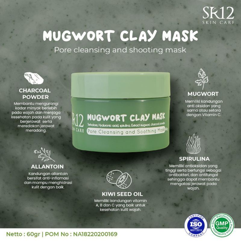 Jual Mugwort Clay Mask SR12 Skincare 60 gram Masker Pore Cleansing Mengangkat Sel Kulit Mati ...