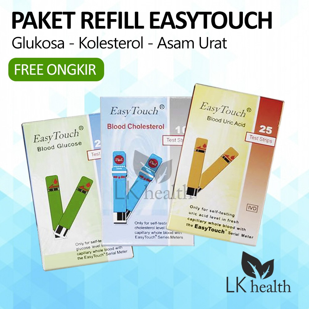 Jual Paket Strip Easy Touch Glukosa Kolesterol Asam Urat Easytouch ...