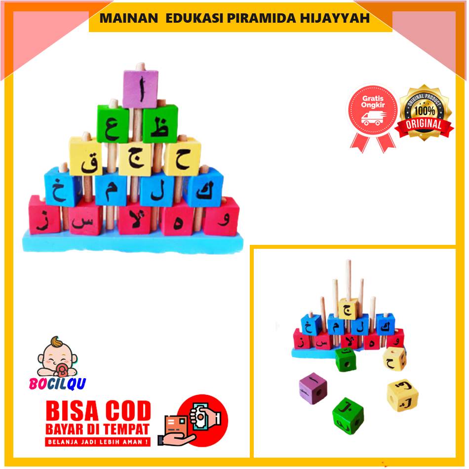 Jual Mainak Anak-Mainan Edukasi Edukatif Balok Piramida Kubus Susun ...