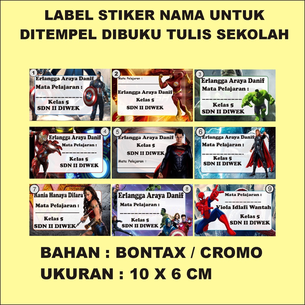 Jual LABEL NAMA CUSTOM|LABEL NAMA BUKU|LABEL NAMA BUKU PELAJARAN ...
