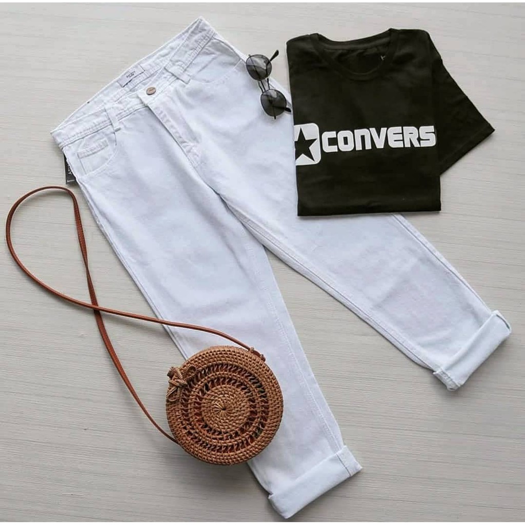 Jual Boyfriend Jeans Original / Celana jeans Unfinished Jean PUTIH ...