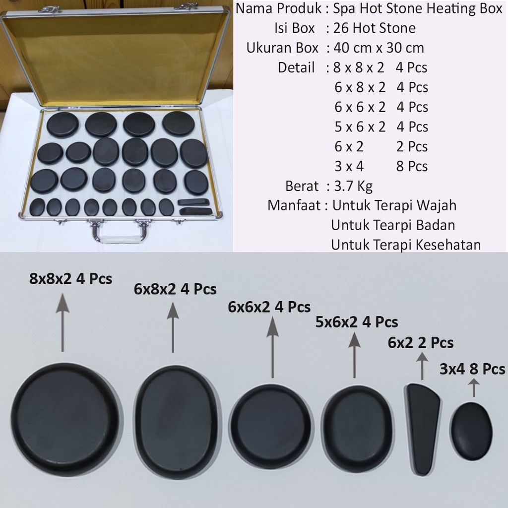 Jual Hot Stone Massage 26 Pcs Plus Spa Hot Stone Heating ( Paket Box 4 ...