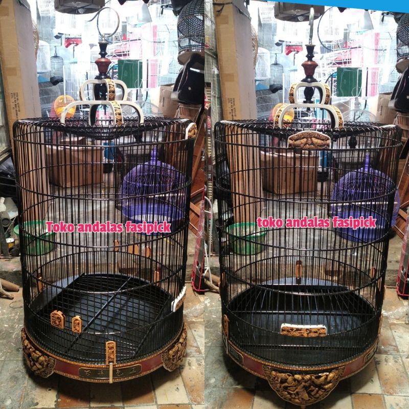 Jual kandang burung muari ukir viber motip ikan/sangkar burung murai ...