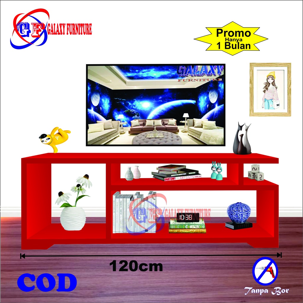 Jual (RTV 021) Rak Meja Tv Minimalis Susun Modern Serbaguna Murah Bufet ...