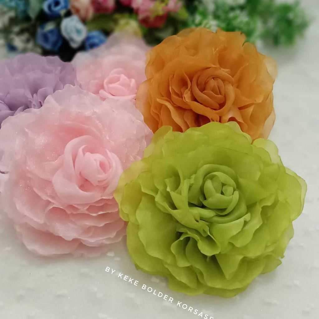 Jual Bros Rossa Bunga Mawar , Aplikasi Pin Bunga 3D Organza (Variasi ...