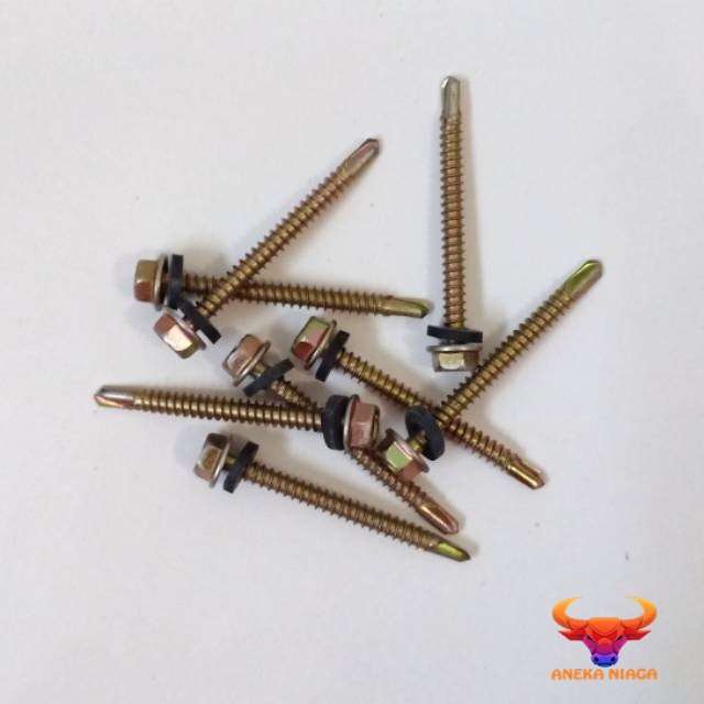 Jual AN22- 25PCS SEKRUP SKRUP ROOFING RUFING RUPING KUNING BAUT BAJA ...